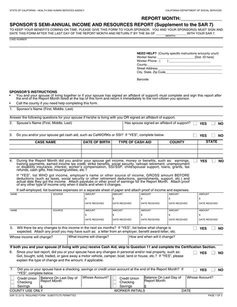 Form Sar7 Supplement Sar 72 Fill Out Sign Online And Download Fillable Pdf California