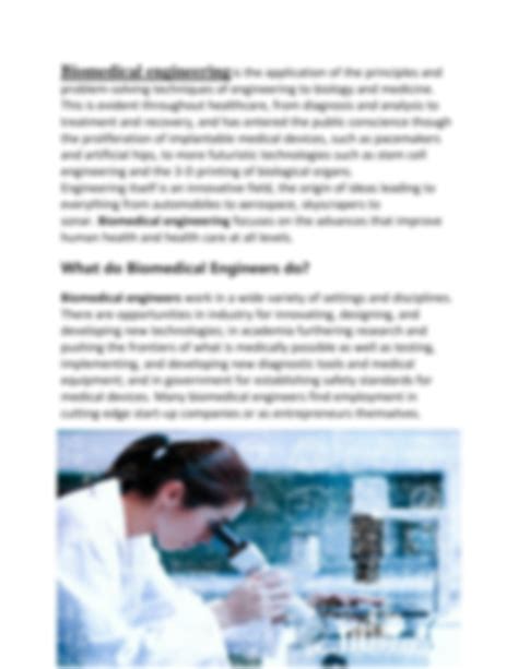 SOLUTION: Types of biomedical engineering - Studypool