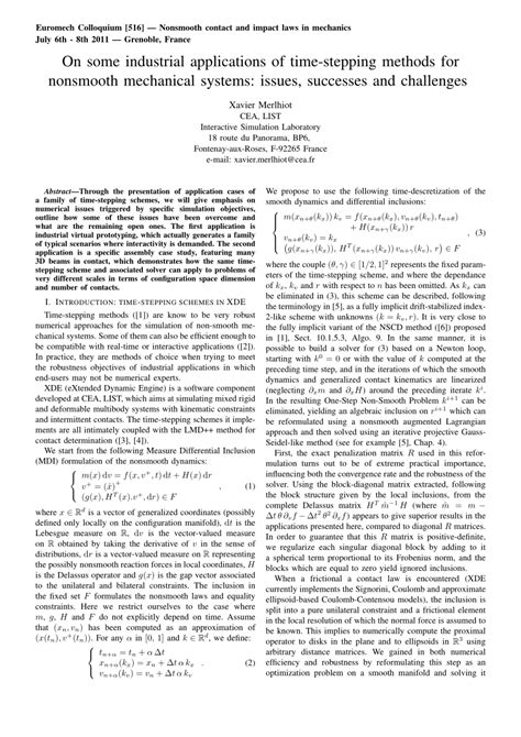 Pdf On Some Industrial Applications Of Time Stepping Methods For