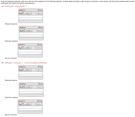 Solved Write The Balanced Molecular Total Ionic And Net Chegg