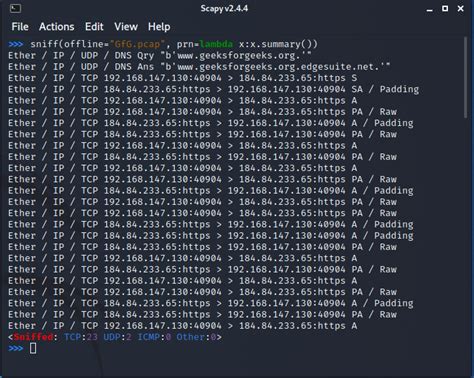 packet sniffing using scapy geeksforgeeks