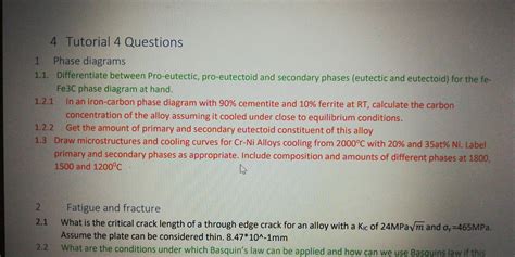 Solved Phase Dlagram4 Tutorial 4 Questions 1 Phase Diagrams Chegg Com