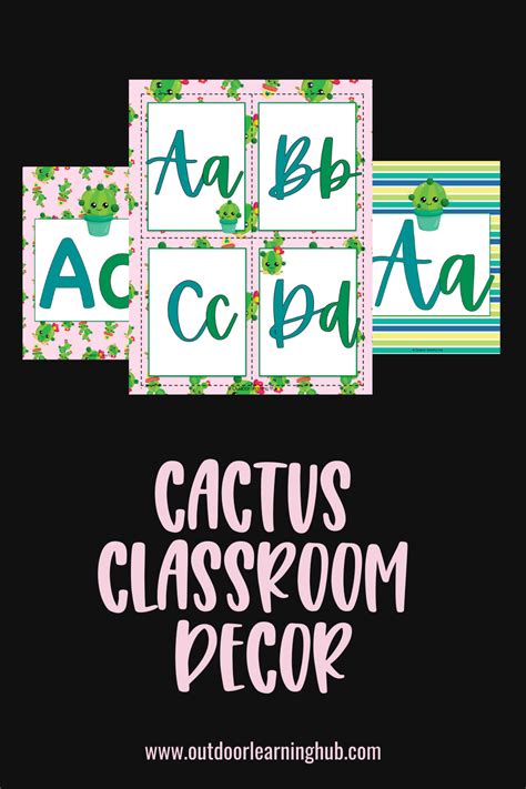 Printable Alphabet Wall Poster Cursive Alphabet Cactus Theme Classroom Decor Cactus Alphabet