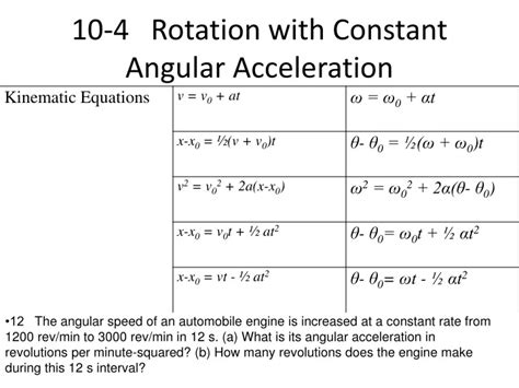 Ppt 10 4 Rotation With Constant Angular Acceleration Powerpoint