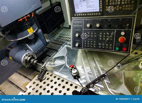 Measuring Process With Ruby Touch Probe On Large Cnc Milling Machine In