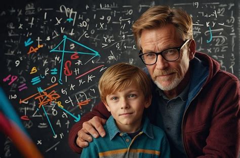 Premium Photo Mathematics Fun Dad Son Equation
