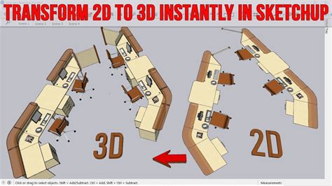 Convert 2d To 3d Model Instantly In Sketchup Sketchup Plugin Tutorial Dibac Plugin Sketchup