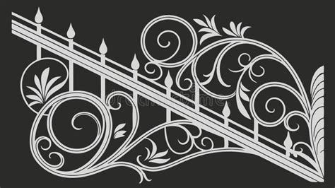 Ornate Wrought Iron Gate Decorative Metalwork Architectural Detail Vintage Vector Design