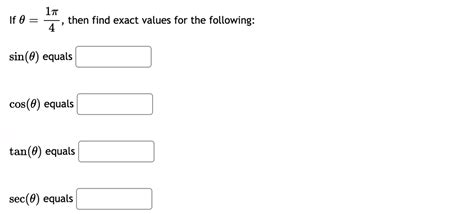 answered if 0 then find exact values for the… bartleby