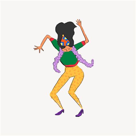 Dancing Woman Funky Illustration Vector Premium Vector Illustration