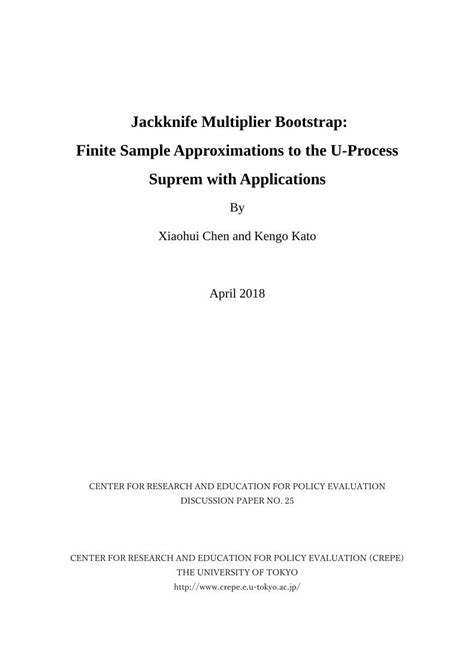 Pdf Jackknife Multiplier Bootstrap Finite Sample Jackknife