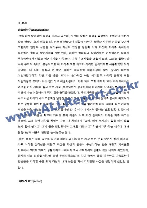 자신이 자주 사용하는 방어기제는 무엇인지 실례를 최소 3개 이상 들어 보고 그러한 방어기제의 이면에 있는 자신의 심리에 대해