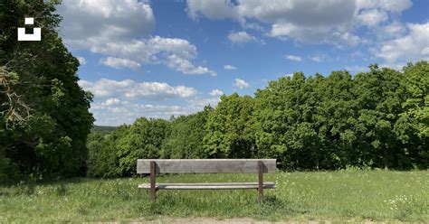 낮에는 파란색과 흰색 흐린 하늘 아래 푸른 잔디밭에 갈색 나무 벤치 사진 Unsplash의 무료 파랑 이미지