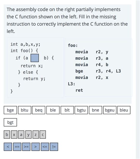 Solved The Assembly Code On The Right Partially Implements Chegg