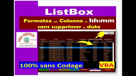 Vba Formatez Colonne Listbox Hhmm En Gardant Vos Données Intactes