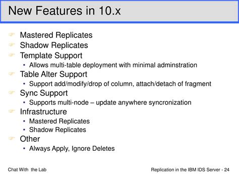 Ppt Chat With The Lab Replication In The Ibm Informix Dynamic Server