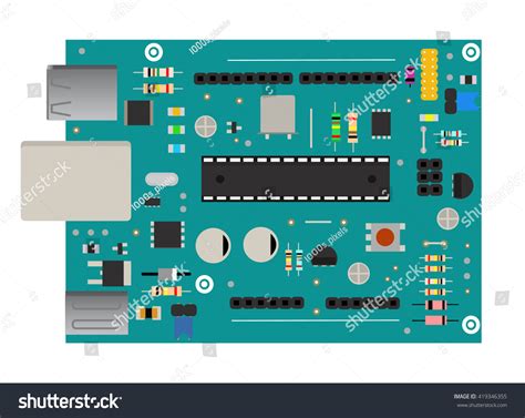 Diy Electronic Board Microcontroller Leds Connectors Stock Vector Royalty Free 419346355