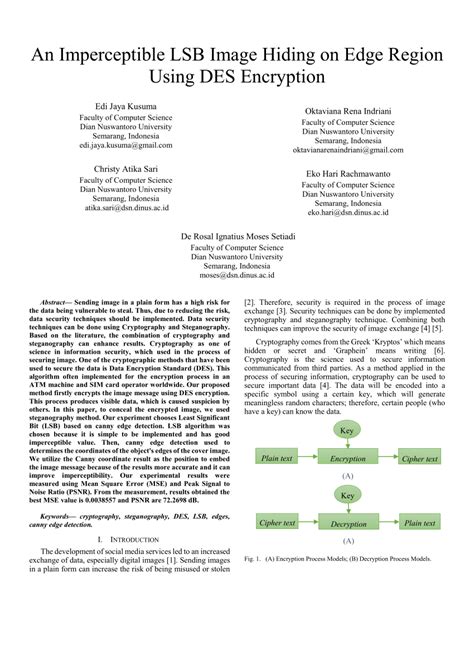 Pdf An Imperceptible Lsb Image Hiding On Edge Region Using Des Encryption