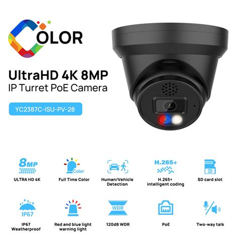 Continuous Recording Security Camera 4k 8mp Turret