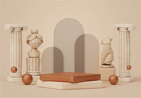 고대 그리스 연단 배경의 3d 렌더링 무료 Psd 파일