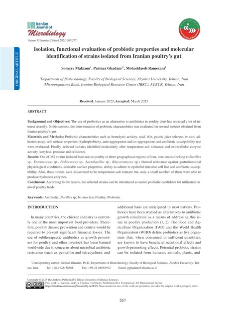 Pdf Isolation Functional Evaluation Of Probiotic Properties And Molecular Identification Of
