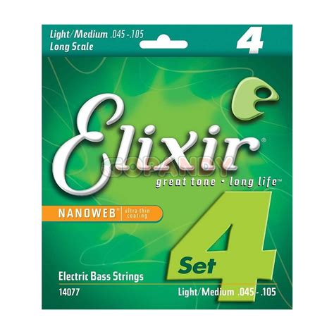 Elixir Nickel Plated Steel 4 String Bass Strings With Nanoweb Coating