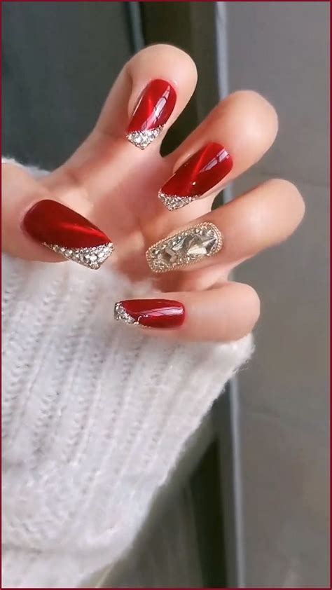 Red And Glitter Nail Design 😍 Red Nails Glitter Nail Designs Glitter