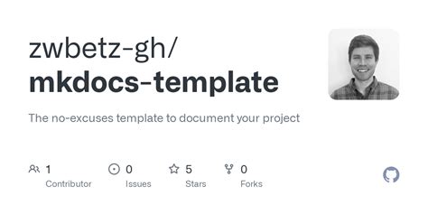 github zwbetz gh mkdocs template the no excuses template to document