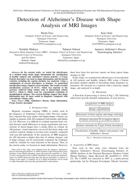 Detection Of Alzheimers Disease With Shape Analysis Of Mri Images Pdf