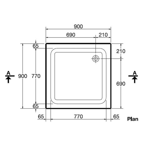 طلب مسبق حمام قدم مربع G8684 مقاس 90 × 90 × 15 سم من أيديال ستاندرد