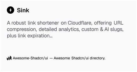 Sink Cloudflare Powered Link Shortener Simple Speedy Secure With Analytics Awesome Shadcnui
