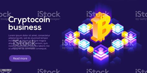 Cryptocoin 광산 농장 레이아웃입니다 Cryptocurrency 및 Blockchain 네트워크 사업 등각 투영 벡터 일러스트 레이 션 합니다 암호화 통화 교환 또는