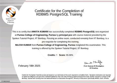 Excited To Share That I Have Successfully Completed The Rdbms