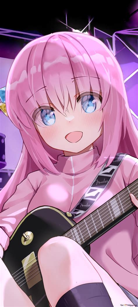 Bocchi The Rock Anime Series Pink Haired Girl Plays The Guitar 2k