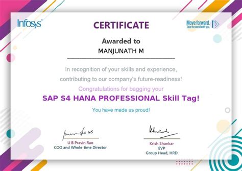 M Manjunath On Linkedin Im Happy To Share That Ive Obtained A New Certification Infosys