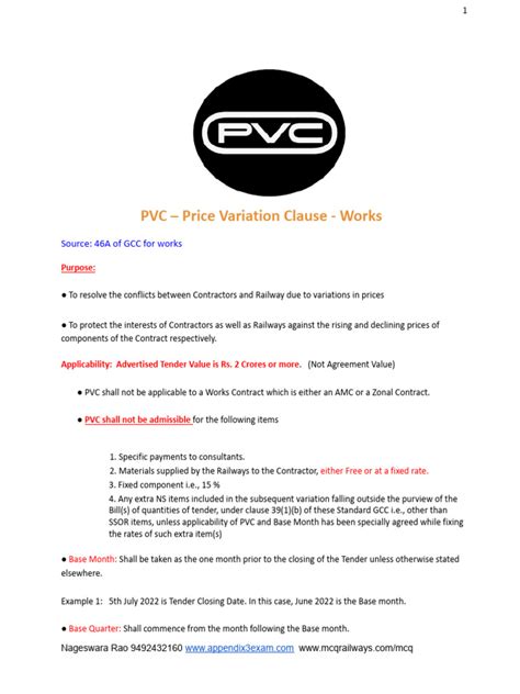 Pvc Price Variation Clause Works 3 Pdf Prices Economies