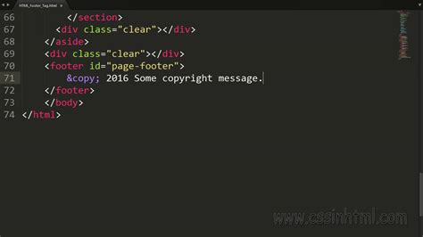 html footer tag youtube