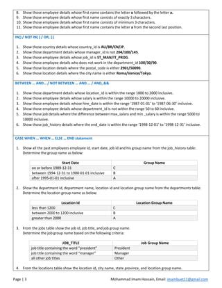 DBMS MySQL Practice List HR Schema PDF Databases Computer Software And Applications