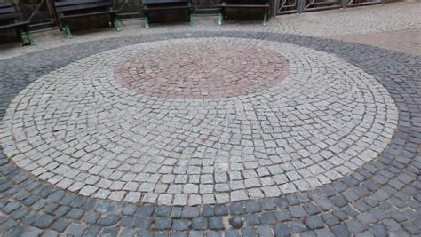 Circular Cobblestone Pattern Round Construction Building Architecture Street City Background
