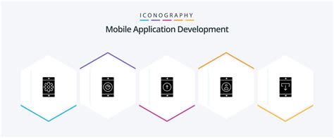 Mobile Application Development 25 Glyph Icon Pack Including Application