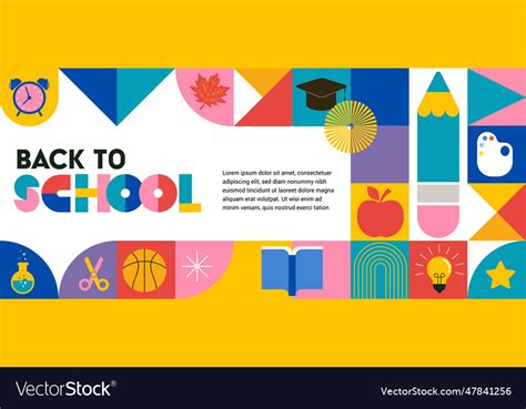 Back To School Geometrical Modern Style Design Vector Image
