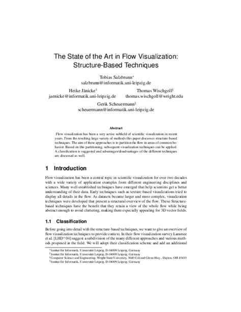 Pdf The State Of The Art In Flow Visualization Structure Based Techniques