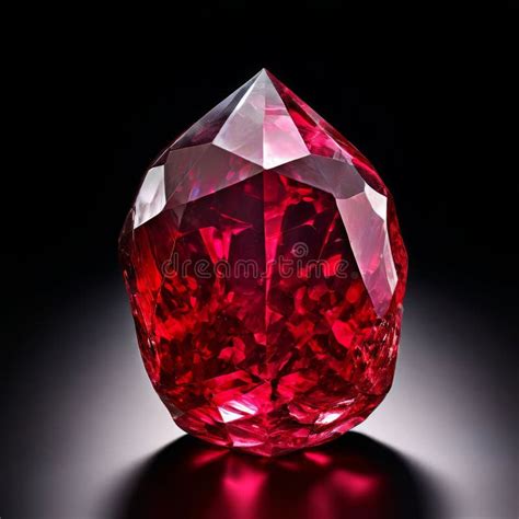 Radiant Ruby Crystal With A Vivid Red Color And Faceted Surfac Stock