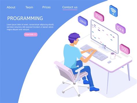 Premium Vector Programming Landing Page Withengineer At Work