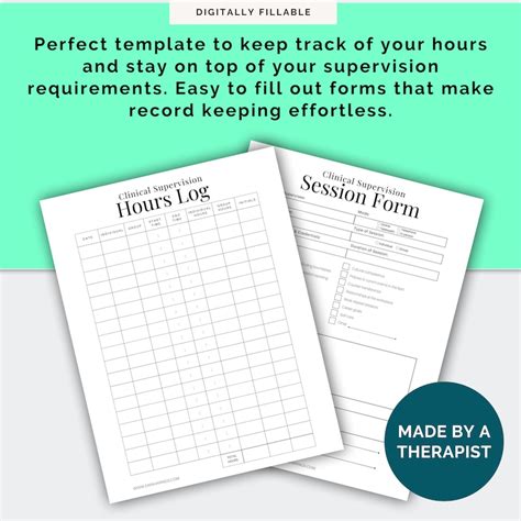 Clinical Supervision Template Bundle Session Forms And Hours Log Group Supervision And Case