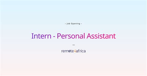 Remote Intern Personal Assistant Job At Health And Wellness Company Remote4africa Remote Intern Personal Assistant Job At Health And Wellness Company Remote4africa