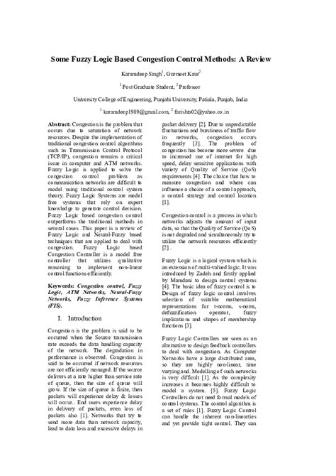 Pdf Some Fuzzy Logic Based Congestion Control Methods A Review