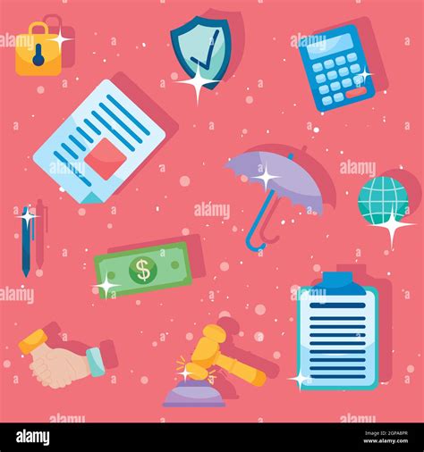 Liability Icon Collection On Red Background Stock Vector Image And Art