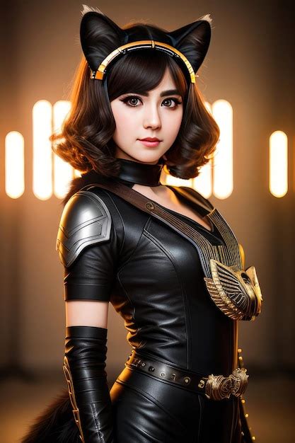 Premium Ai Image Girl Cosplay Cat