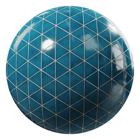 Triangular Ceramic Glossy Tile Texture Eastern Blue Poliigon